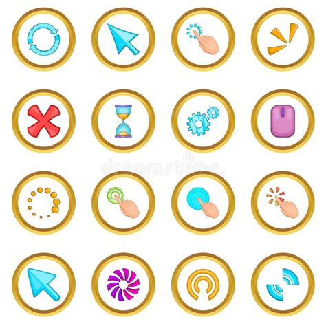 Click Cursors Icons Set Cartoon Style Stock Vector Illustration Of Pixel Cartoon 115452977