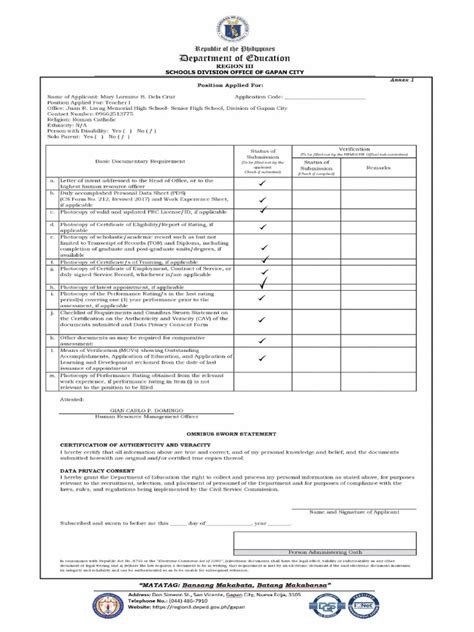1 Annex C Checklist Of Requirements With Omnibus Pdf
