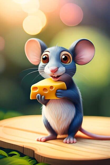 Ratón Comiendo Un Trozo De Queso Foto Premium