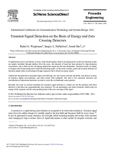 Pdf Transient Signal Detection On The Basis Of Energy And Zero