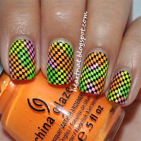 Heartnat China Glaze Summer Neons And Bm 319 Stamping Nail Art