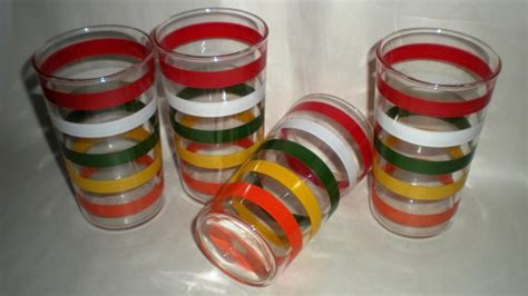 Vintage Striped Drinking Glasses 1940s Anchor Hocking