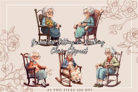 Grandma Sitting On Rocking Chair Clipart Graphic By Sugarplum