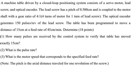machine table driven by a closed loop positioning system consists of a