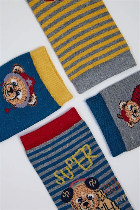 L Paket Super Teddy Ocuk Soket Orap Desenli