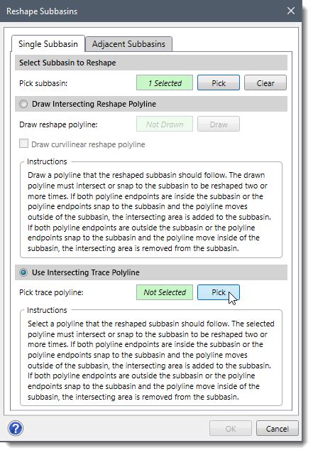 Reshape Subbasins Command Civilgeo Knowledge Base