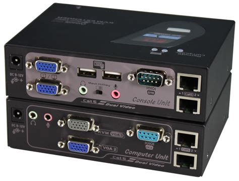 CAT5 VGA KVM Extender 1080p 200M Single Station Dual Console Mask Hotkey Unit Cascading EXC 2021
