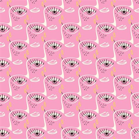 Premium Vector Freaky Abstract Sad Face Seamless Pattern Valentines