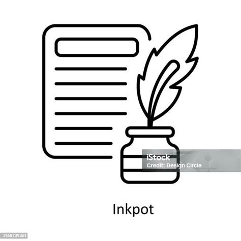 Inkpot 벡터 윤곽선 아이콘 디자인 일러스트 레이 션 법과 정의 기호 흰색 배경 Eps 10 파일 벽지 금융에 대한 스톡