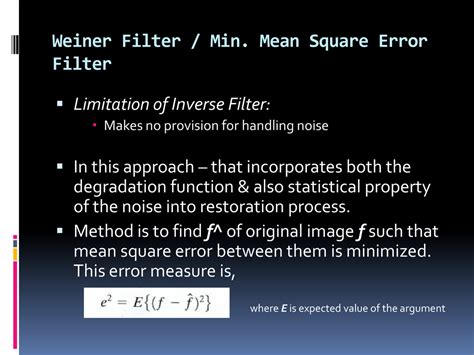 Inverse Wiener Filtering Image Processing Speaker Deck