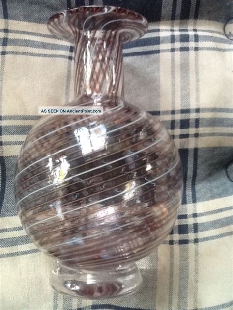 Murano Venetian Italian Blown Art Glass Latticino Striped 5 Vase