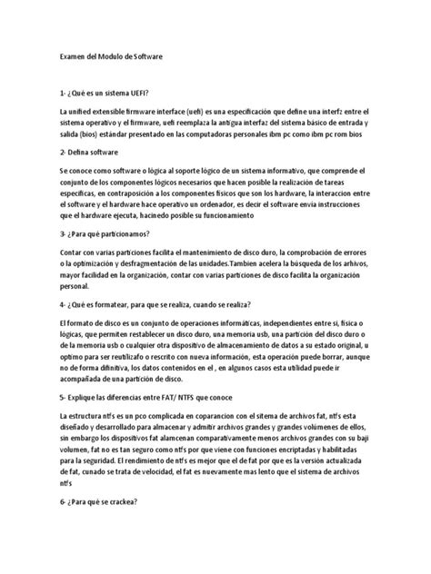 Examen Del Modulo De Software Pdf Archivo De Computadora Software Del Sistema
