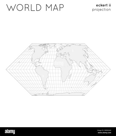 World Map Globe In Eckert Ii Projection With Graticule Lines Style Outline Vector