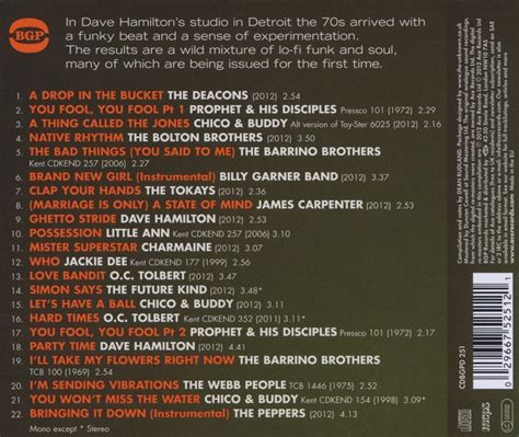 Detroit Funk Vaults Various Artists Cd Bgp