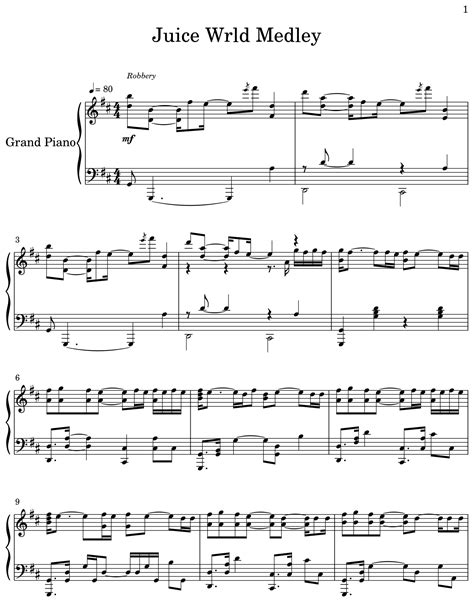 Juice Wrld Medley Sheet Music For Piano