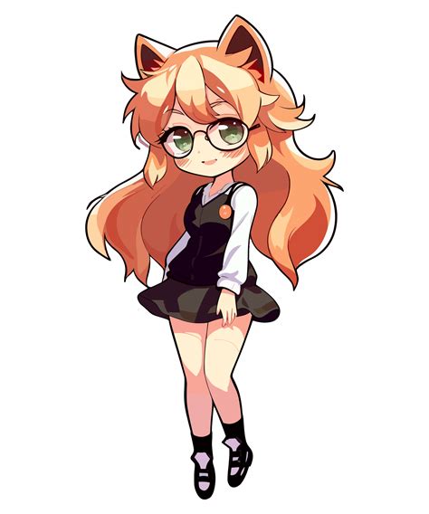 Cute Cat Girl With Glasses 24700754 Png