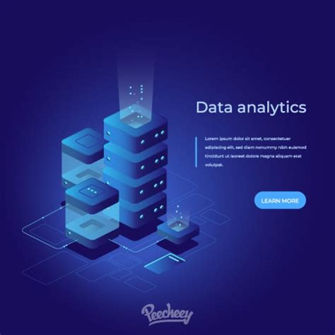 Isometric Server Room And Big Data Processing Conceptual Illustration