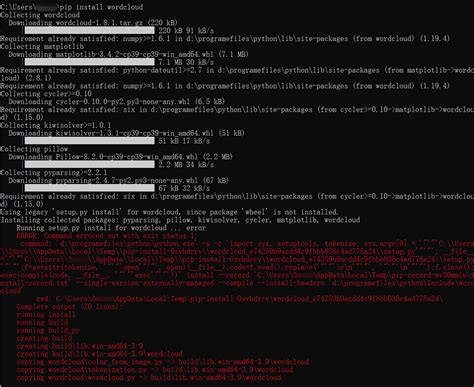 Python安装wordcloud库失败解决方法内含升级pip、安装matplotlib包的方法 程序员大本营