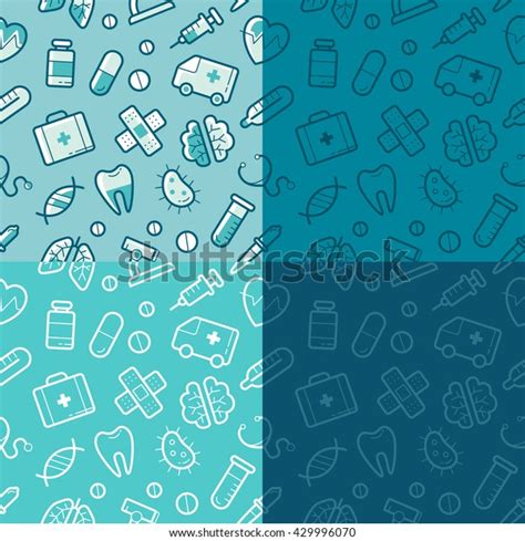 Blue Cute Seamless Vector Medical Patterns Stock Vector Royalty Free