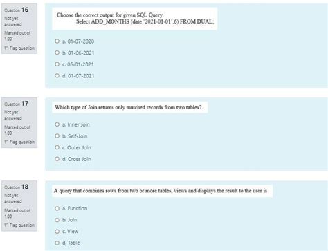 Solved Choose The Correct Output For Given Sql Query Select