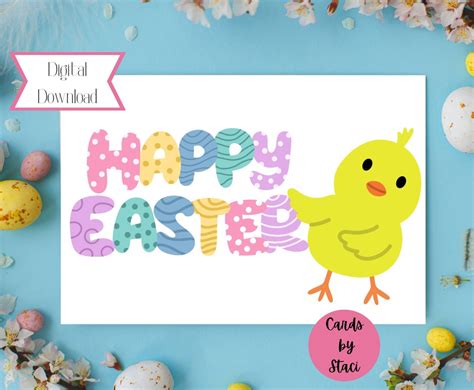 Printable Easter Greeting Card Instant Download 7x5 Inch Cards For