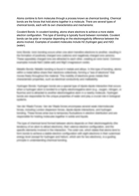 SOLUTION How Do Atoms Combine To Form Molecules Understanding Chemical Bonding Is Essential For