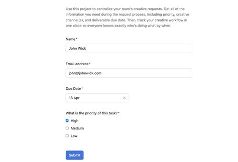 how to create forms in asana