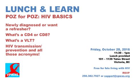 Lunch And Learn Poz For Poz Hiv Basics « Vancouver Island Persons Living With Hiv Aids Society