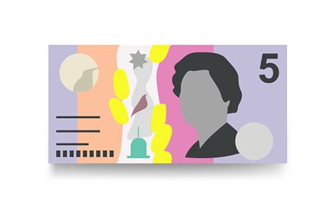 호주 달러 벡터 일러스트 레이 션입니다 호주 머니 세트 번들 지폐 지폐 5 Aud 플랫 스타일 흰색 배경에 격리 심플한 미니멀