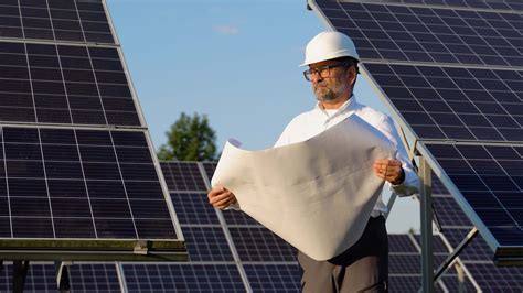 Senior S Engineer Checks Technical Documentation Of The Solar Station