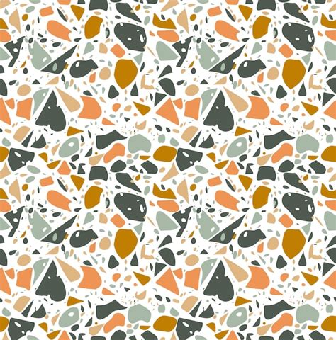 다채로운 Terrazzo 바닥 원활한 패턴 배경 실내 장식을 위한 최소한의 바닥 타일 프리미엄 벡터