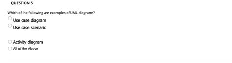 Solved Question Which Of The Following Are Examples Of Uml Diagrams