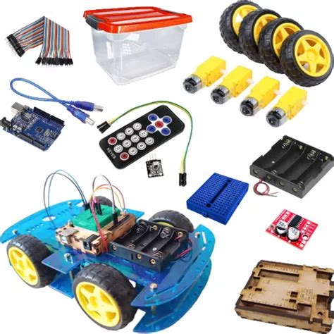 Kit Carro Robotico Robot Azul Mando Distancia Arduino Uno Cuotas