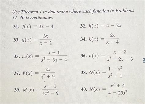 Solved Use Theorem 1 To Determine Where Each Function In Chegg