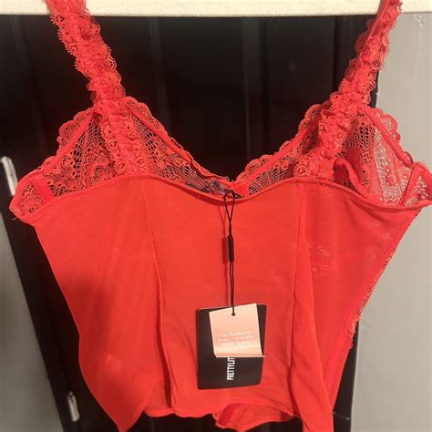 Cute Red Lace And Mesh Corset For Valentines Depop