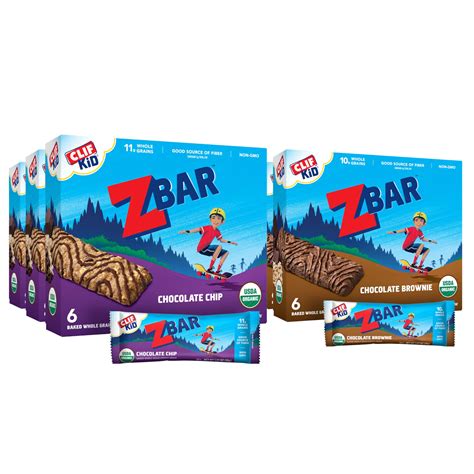 Zbar Chocolate Chip And Chocolate Brownie Variety Pack Soft Baked Whole Grain Snack Bars