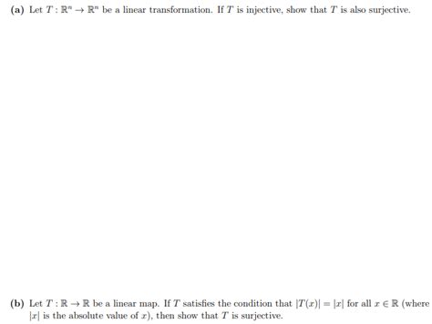 Solved A Let T R R Be A Linear Transformation If T Is Chegg Com