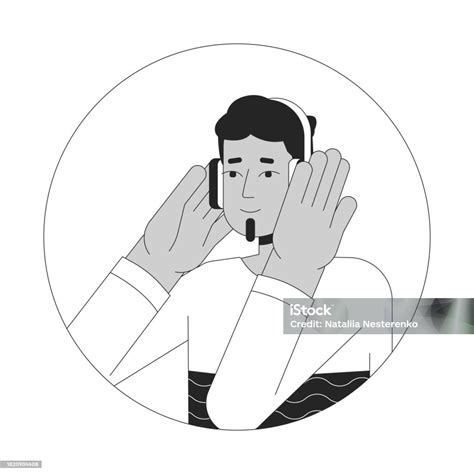 헤드폰 인도 남자 수염 흑인과 백인 2d 벡터 아바타 일러스트 2차 도형에 대한 스톡 벡터 아트 및 기타 이미지 2차 도형