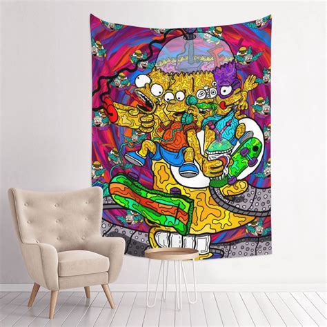 Simpsons Wall Tapestry Anime Poster For Bedroom Aesthetics Funny Room Decor Flag Wall Hanging