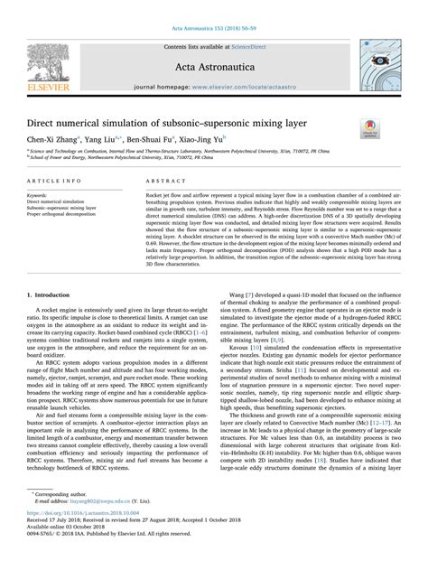 Pdf Direct Numerical Simulation Of Subsonicsupersonic Mixing Layer