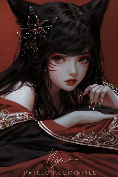 Daily Ahri Fanart 1583 Gold And Red Art By Nixeu Rahrimains