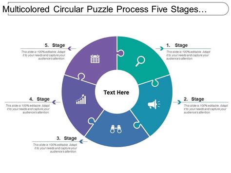 Multicolored Circular Puzzle Process Five Stages Image PowerPoint Shapes PowerPoint Slide