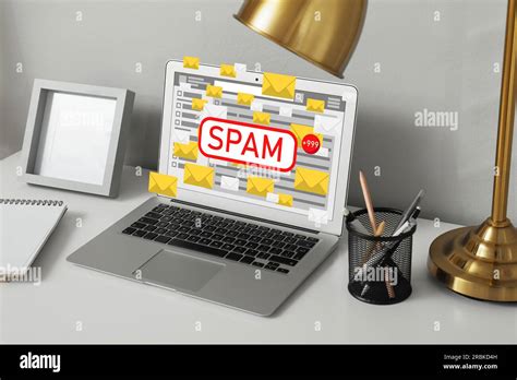 spam warning message in email software envelope illustrations popping