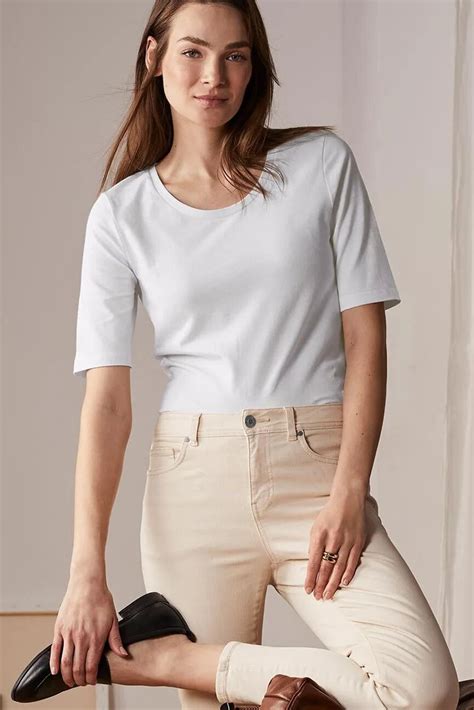 Buy Tchibo Women Solid Short Sleeve Tee White Online Brands For Less