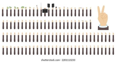 Hands Poses Set Animation Vector Illustration Stock Vector Royalty