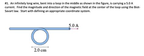 solved 1 an infinitely long wire bent into a loop in the middle as shown in the figure is