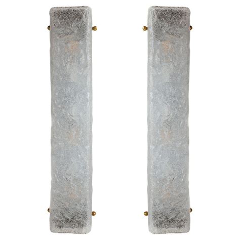 Set Of 2 Murano Icy Glass Rectangular Wall Lights Contemporary L