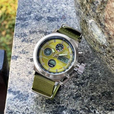 Мужские часы Amst 3003 Silver Green Green Wristband Id1640903886