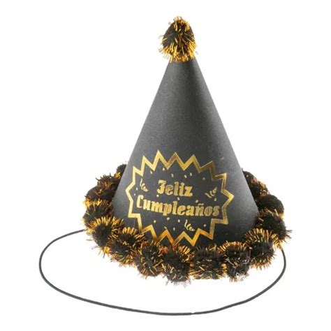 Gorro cono cumpleaños negro