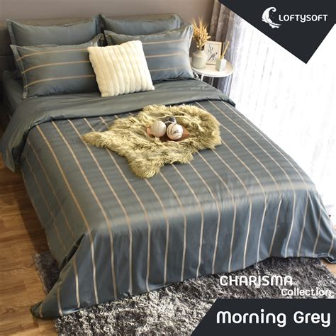 Loftysoft ปลอกผ้านวม 3 5ฟุต Cotton Silk 550 เส้นด้าย Charisma Collection Morning Grey Mixasale